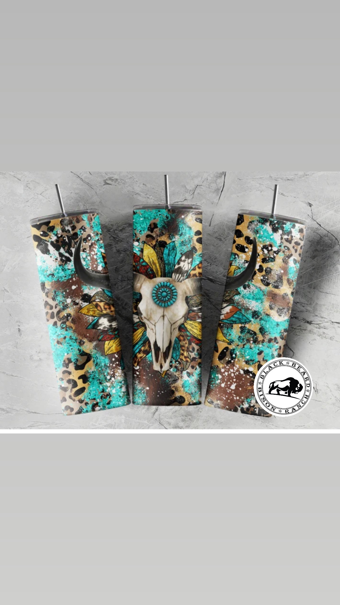 Cow aztec teal cheetah print tumbler - BBB Custom Designs